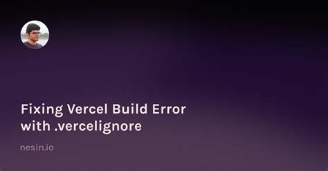 Fixing Vercel Build Error With Vercelignore