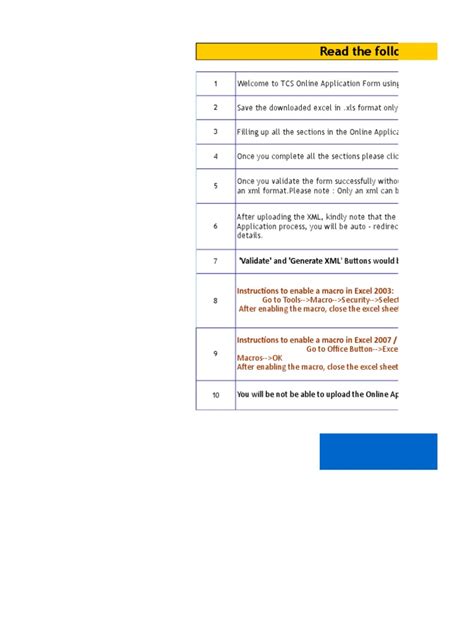 Tcs Application Form Pdf Diploma Microsoft Excel