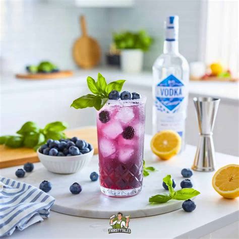 Blueberry Basil Vodka Cocktail Recipe Thirsty Tales