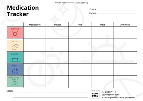 Printable Medication Chart Pdf
