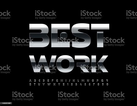 벡터 스틸 기호 최고의 작품입니다 반사 크롬 알파벳 문자 및 숫자 세트 강철에 대한 스톡 벡터 아트 및 기타 이미지 강철 광고 그래픽 프린트 Istock
