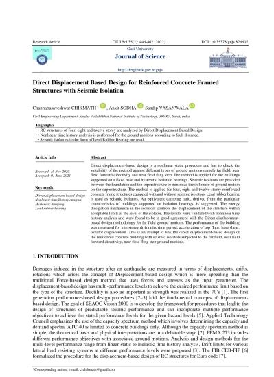 Direct Displacement Based Design For Reinforced Concrete Framed Structures With Seismic Isolation