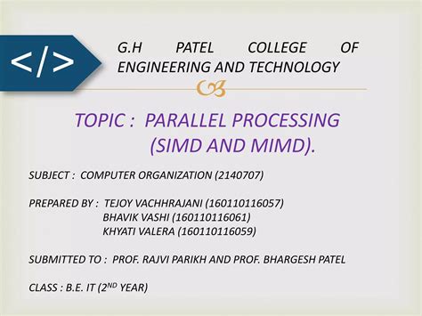 Parallel Processing Simd And Mimd Pptx