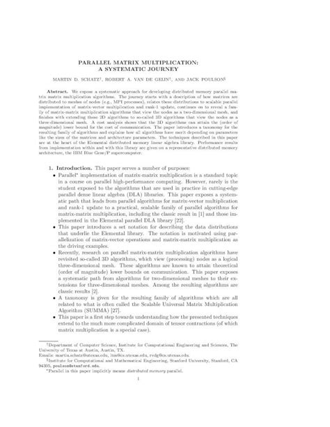 Pdf Parallel Matrix Multiplication A Systematic Trix Matrix Multiplication Algorithms The