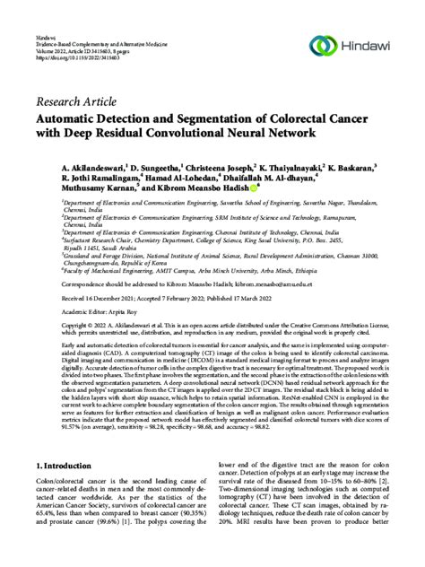 Pdf Automatic Detection And Segmentation Of Colorectal Cancer With Deep Residual Convolutional