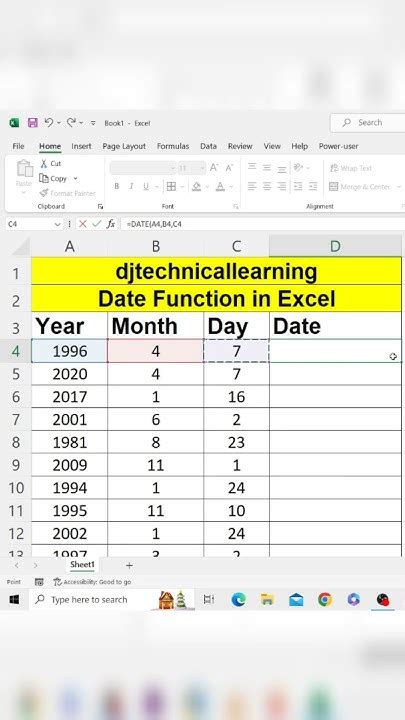 Date Function In Excel Date Formula Exceleducation Microsoftexcel Tips Tricks
