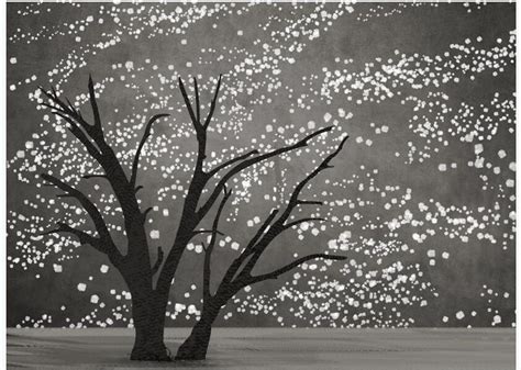 Grey Background Huge Tree Wallpaper Handpainted White Leaves Wall Murals Wall Decor For Living