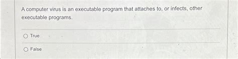 Solved A Computer Virus Is An Executable Program That