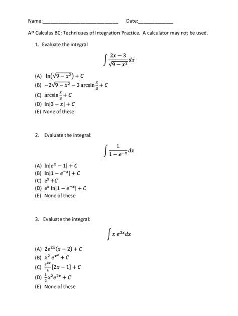 Fillable Online Applications Of Integrals Review All Of AP Calculus Unit Fax Email Print