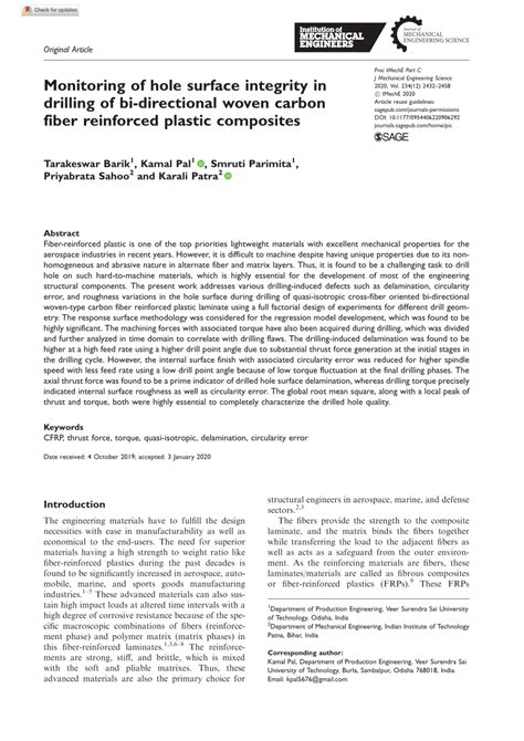 Pdf Process Parametric Optimization In Drilling Of Cfrp Composites Using Gra Method