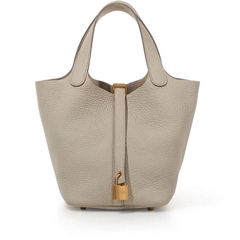 Bleu Pale Picotin Lock 18 Gold Hardware Top Tier Hermes