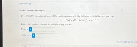 Determine The Mean And Variance Of The Random Chegg