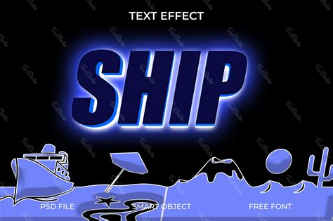 Neon Glow Text Effect For Ship Design Photoshop Premium Psd File