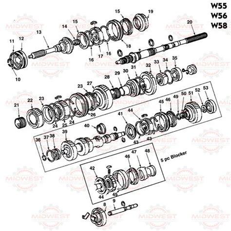 Rebuilt Units And Parts Toyota W55 W56 And W58 5‑speed Manual Transmission