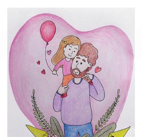 نقاشی روز پدر ساده و زیبا، کودکانه، دخترانه و پسرانه برای رنگ آمیزی