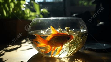 식물 위에 있는 유리 그릇에 있는 황금 물고기 한여름 태양 아래 어항 속의 금붕어 고화질 사진 사진 물 배경 일러스트 및 사진 무료 다운로드 Pngtree