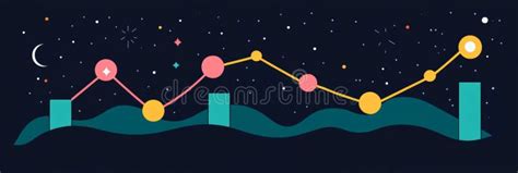 Abstract Data Visualization With Line Chart Bar Graph And Vibrant Colors On Dark Backdrop