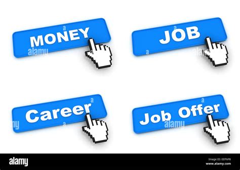 Set Blue Web Buttons With Hand Cursor Stock Photo Alamy