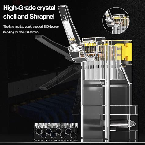 Ampcom Cat6 Rj45 Modular Plug Connector Utp 50μ Gold Plated 2 Piece 8p8c Crimp End For Ethernet