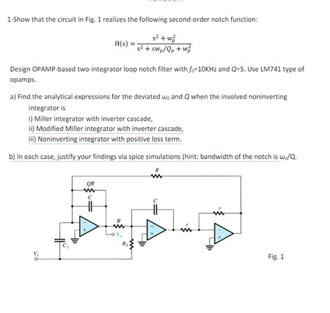 solved 1 show that the circuit in fig 1 ﻿realizes the