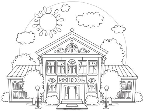 School Building Coloring Pages