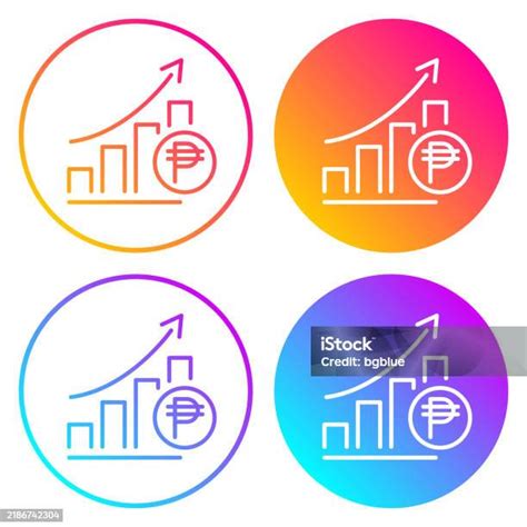 Chart Of Increased Peso Rate Round Icons With Color Gradients Stock