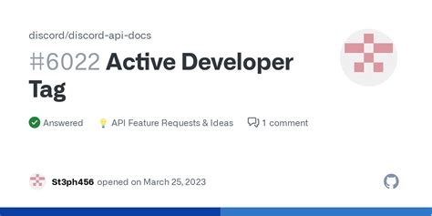 Active Developer Tag · Discord Discord Api Docs · Discussion 6022 · Github