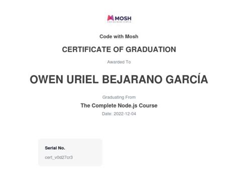 This Certificate Is From Code With Mosh Where I Learned How To Build A Rest Api Using Express