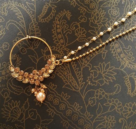 Small Nath Press On Indian Nose Ring Kundan Nath Indian Bridal Nath