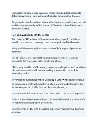 CBC Without Differentials Purpose Benefits And Health Insights Pdf