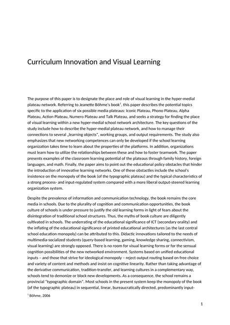 Pdf Curriculum Innovation And Visual Learning