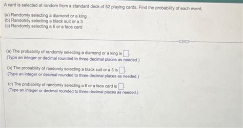 Solved A Card Is Selected At Random From A Standard Deck Of