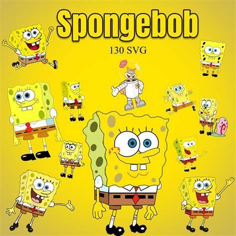 Spongebob Svg Layered Spongebob Png Spongebob Clipart Spongebob Face Svg Svg For Cricut Instant