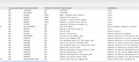 query to get xml template data source and template file details in