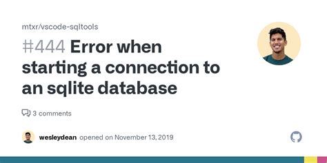 error when starting a connection to an sqlite database · issue 444 · mtxr vscode sqltools · github