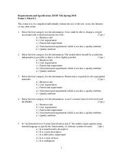 Exam1 Pdf Requirements And Specification ESOF 328 Spring 2018 Exam 1 March 2 This Exam Is To