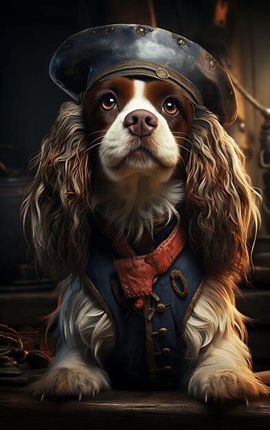 Premium Photo Portrait Of Cocker Spaniel American Pirate Cook Chefs