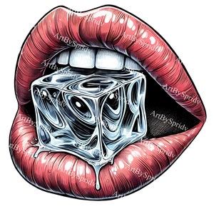 Bold Lips Holding Ice Cube Png Clipart Sexy Mouth With Realistic Ice Cube Red Lips Clip Art