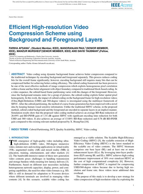 pdf efficient high resolution video compression scheme using