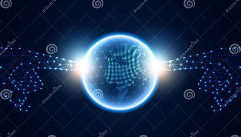 Abstract Finger Pointing Global Dot Network Circle Digital Connection And Communication Stock