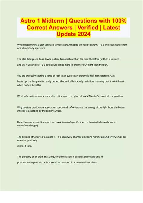 Astro Midterm Questions With Correct Answers Verified Latest Update Astro