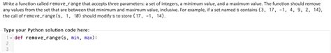 Solved Write A Function Called Remove Range That Accepts Chegg