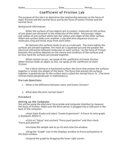Coefficient Of Friction Lab