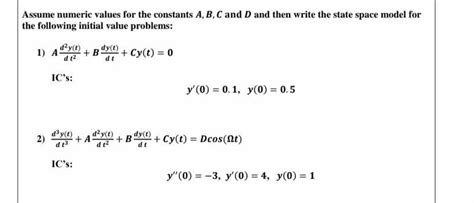 Solved Assume Numeric Values For The Constants Abc ﻿and D