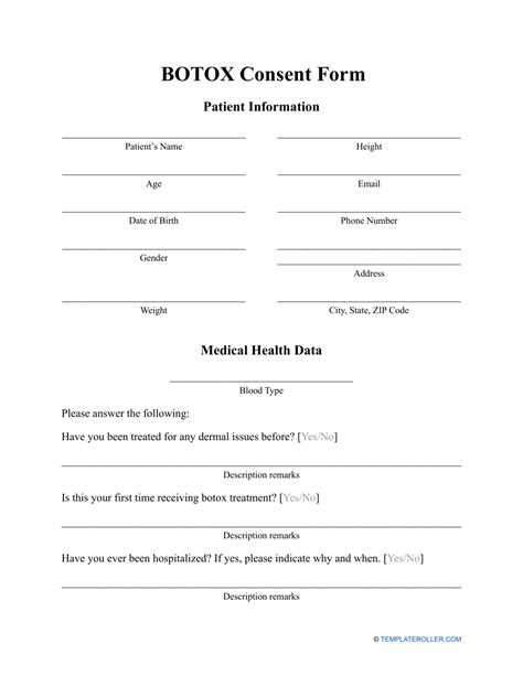Printable Botox Charting Sheet