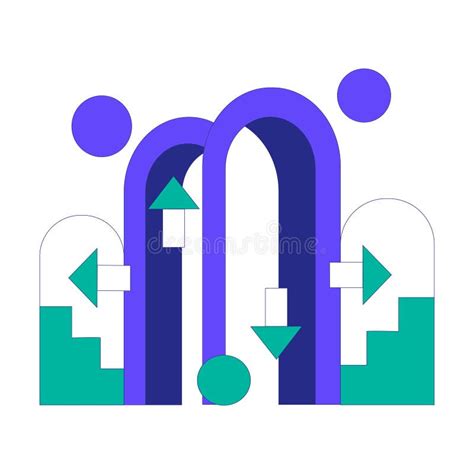 Linear Modern Arrow Shapes And Figure Composition Vector Illustration Stock Illustration