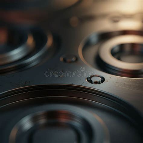 A Close Up Of A Metallic Surface Featuring Concentric Circular Grooves And Patterns Stock