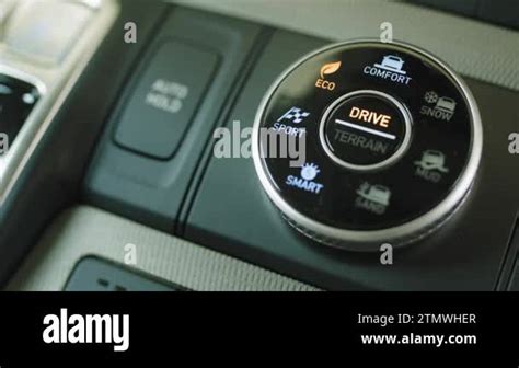A Detail With A Sport Mode Switch In The Car Button For Manual Selection Of Sport Eco Comfort