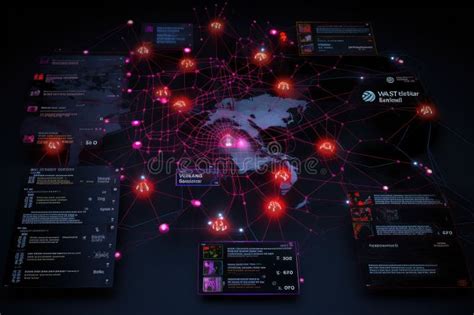Screen With Network Topology And Threats Cyber Security Data Protection Business Technology