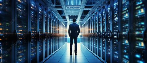 It Engineer In Big Database Server Center Office High Speed Data Transfer Server Transfer